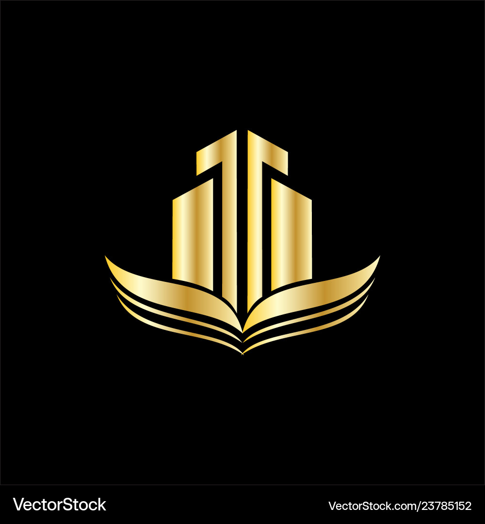 Gold building business logo Royalty Free Vector Image