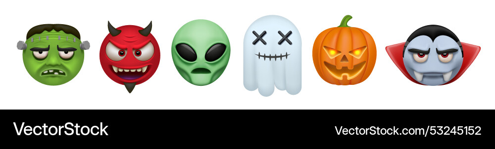 Halloween characters 3d emoji monster vampire Vector Image