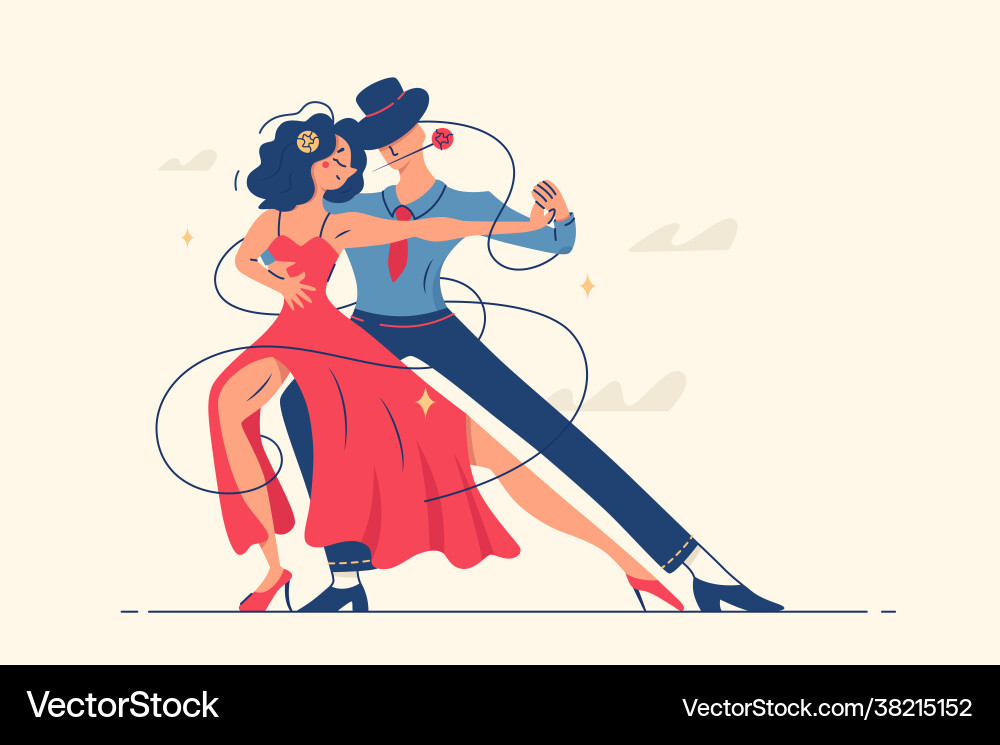 Mann Und Frau Tanzen Romantisches Tango Lizenzfreier Vektor