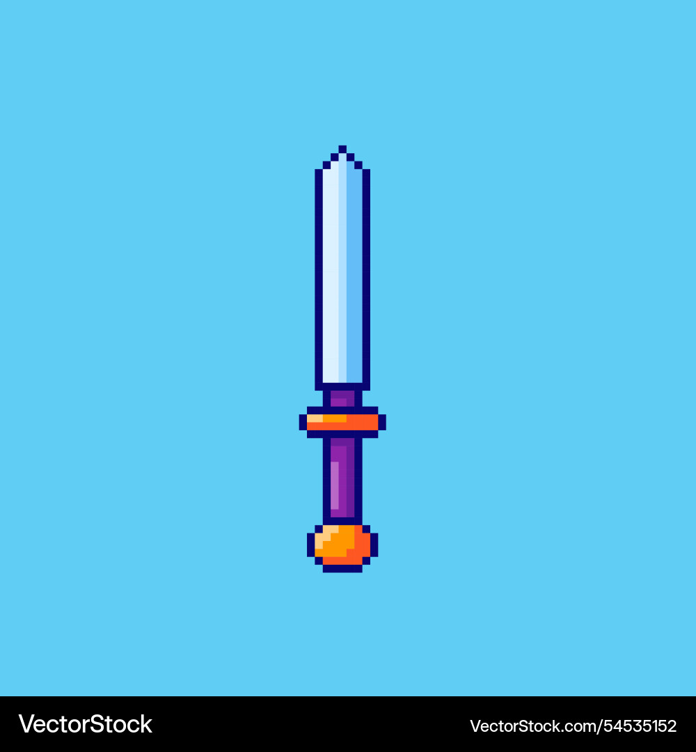 Pixel art sword game asset design Royalty Free Vector Image