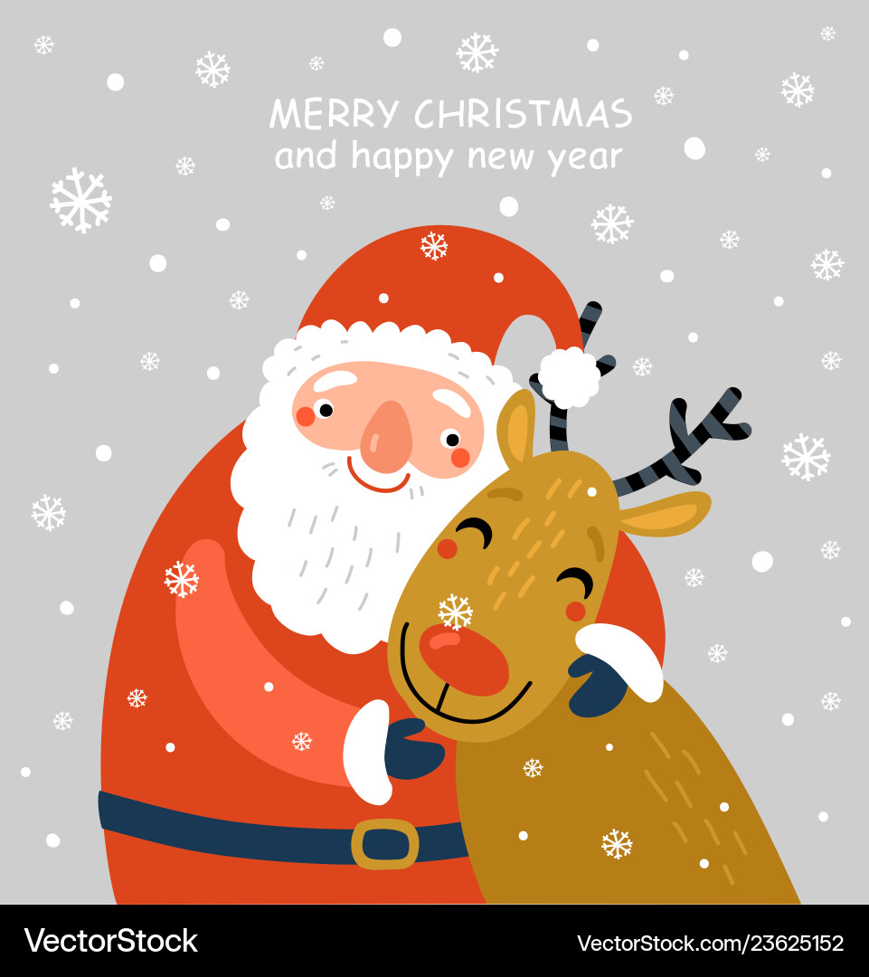 Santa and deer Royalty Free Vector Image - VectorStock