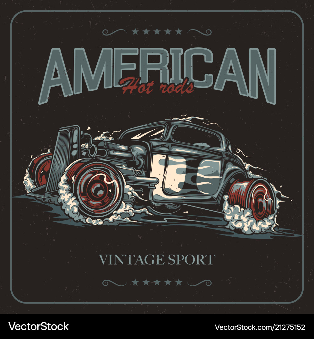 Vintage Hot Rod Label Royalty Free Vector Image