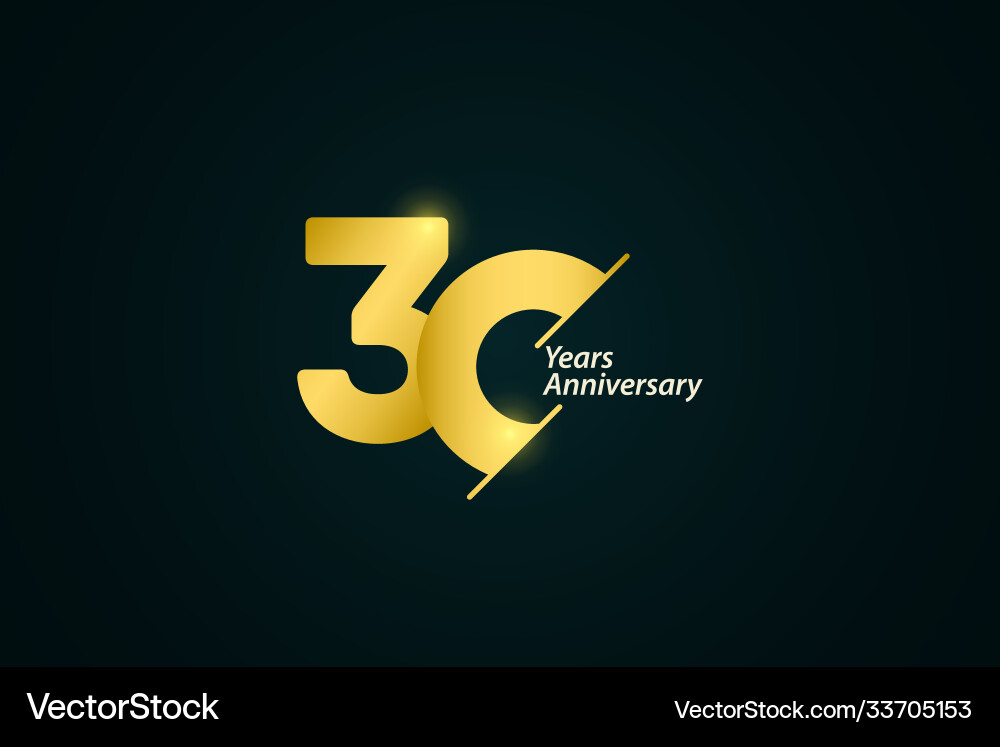 30 years anniversary celebration gold logo Vector Image
