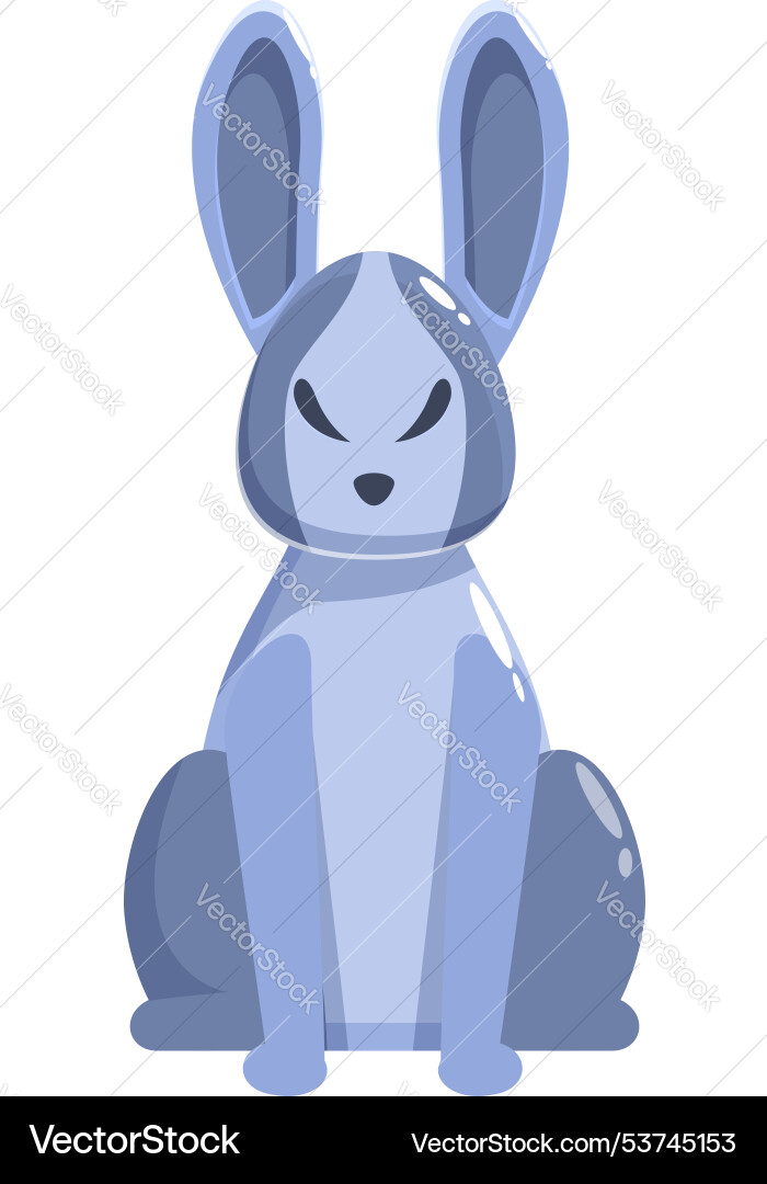 Blue hare sitting looking at viewer cartoon Vector Image