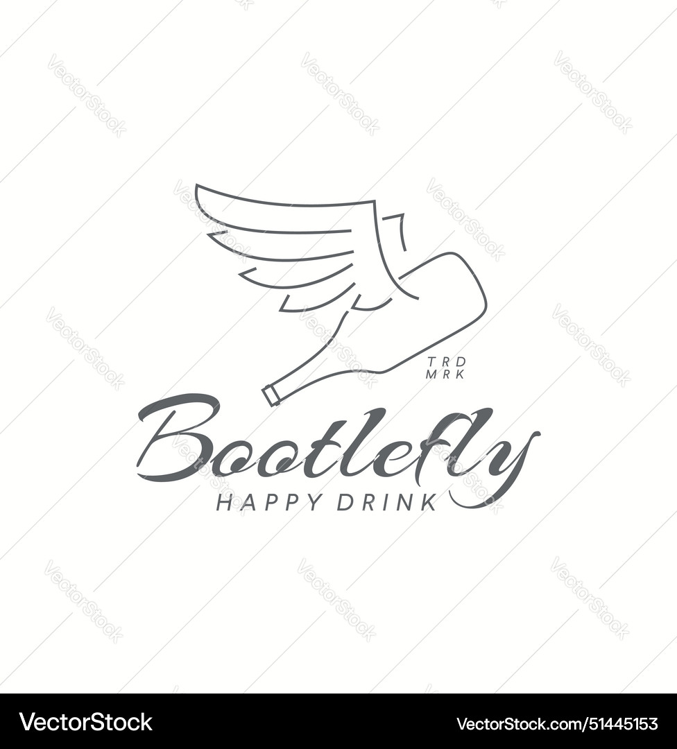 Bottle wing logo design line art icon Royalty Free Vector