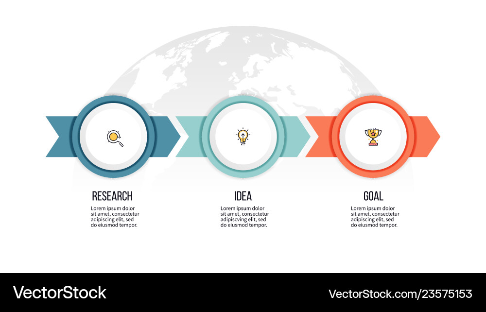 Business infographics timeline with 3 steps Vector Image