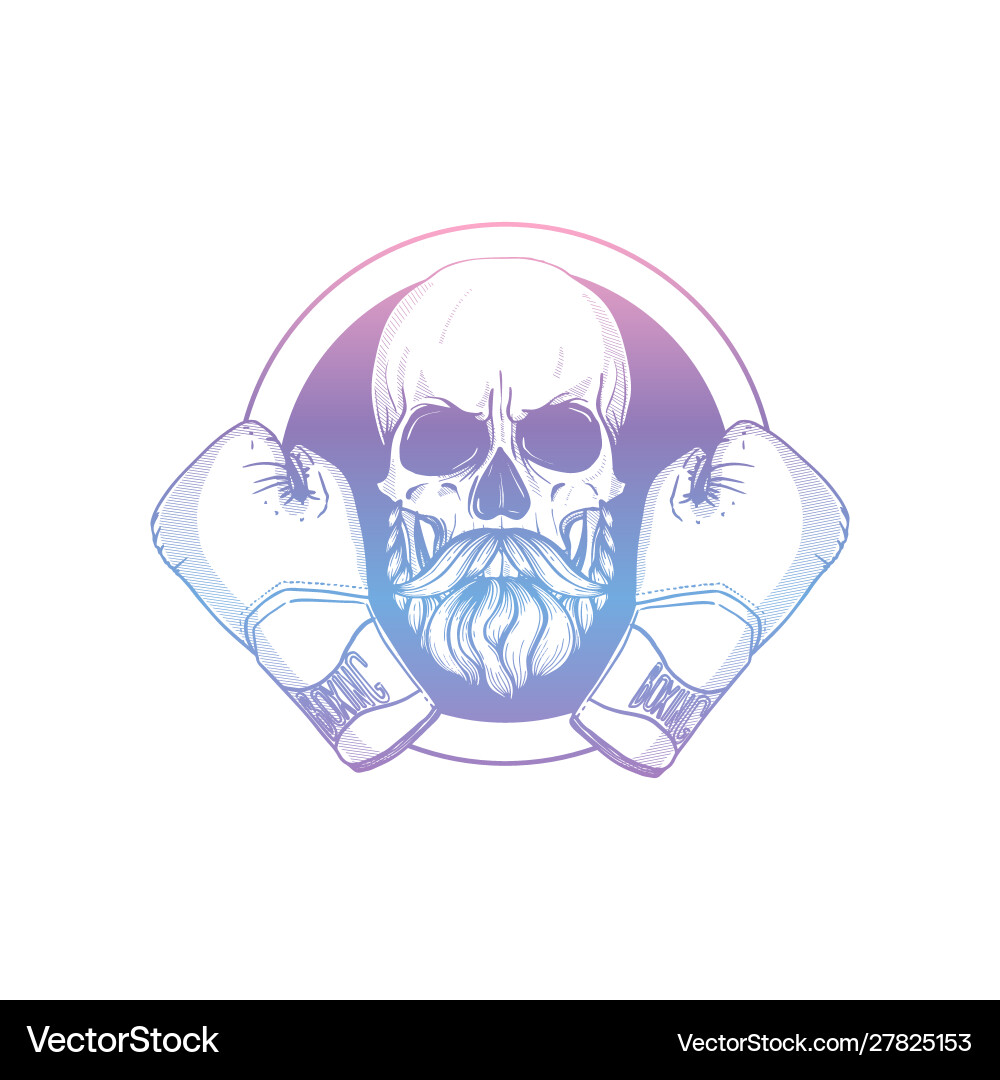 Hand drawn skull with boxing gloves Royalty Free Vector