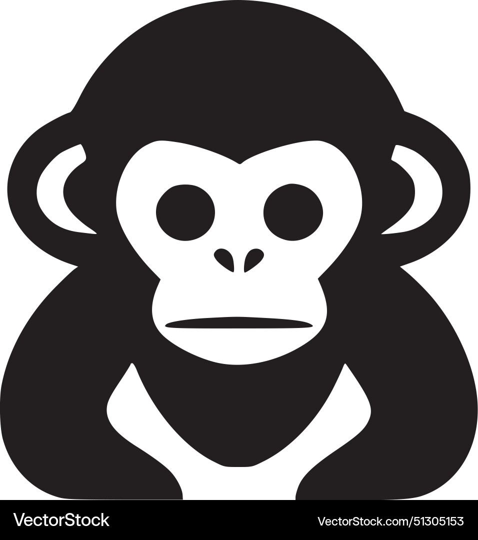 Monkey - black and white Royalty Free Vector Image