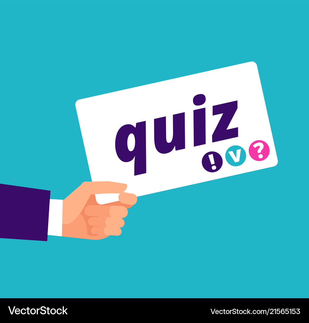 Quiz concept hand holding banner with text Vector Image