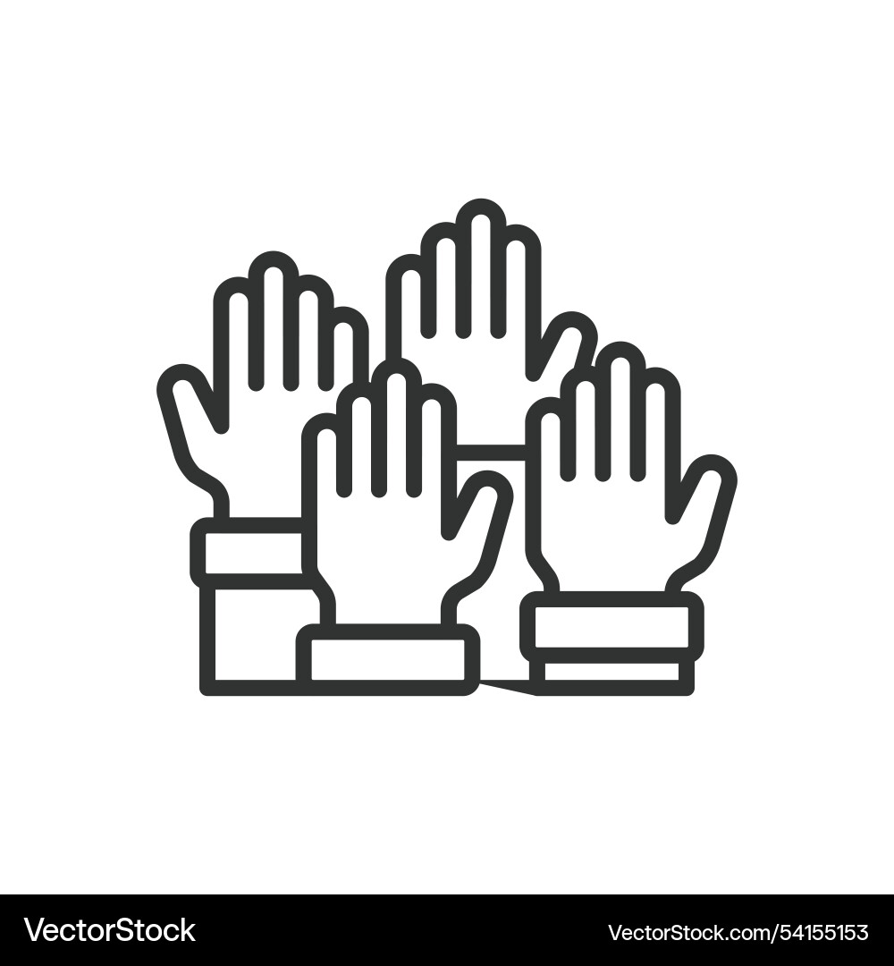 Raised hands icon in line design Royalty Free Vector Image