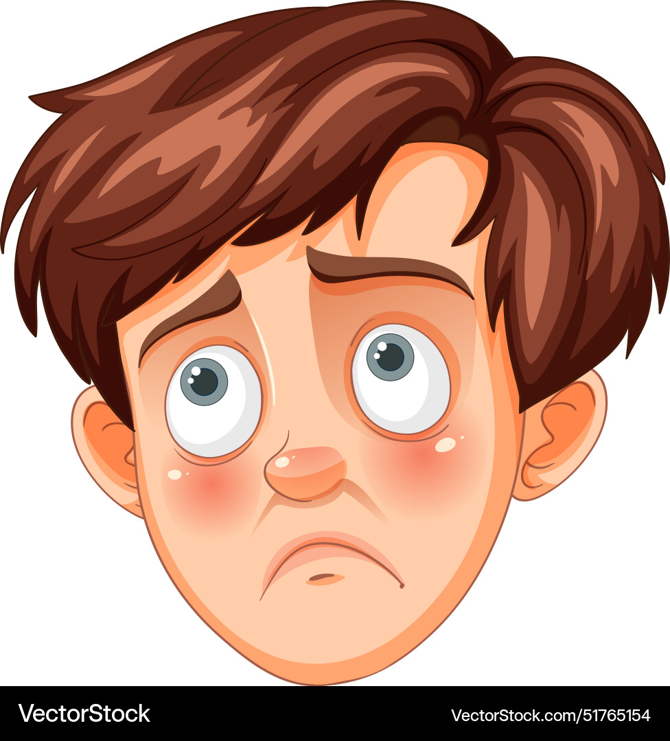 A concerned boys expression Royalty Free Vector Image