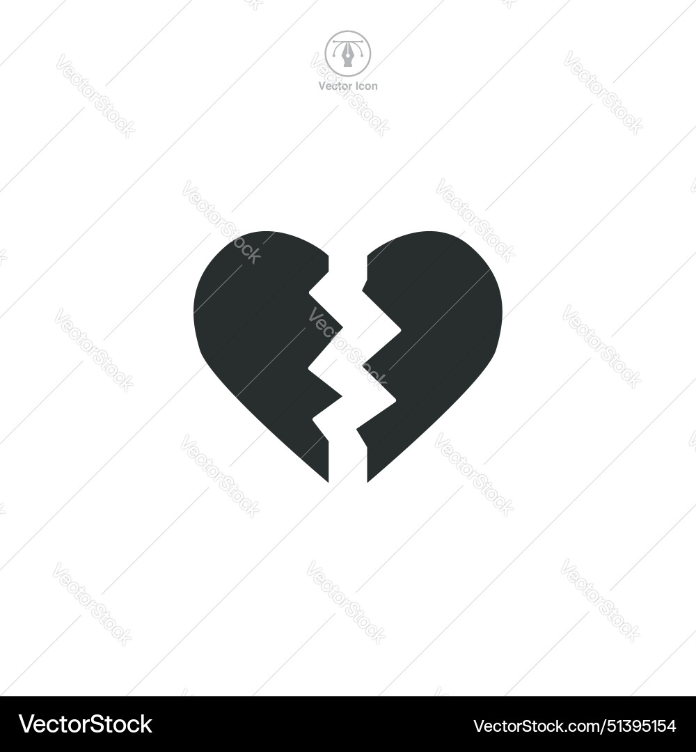 Broken heart icon symbol isolated on white Vector Image