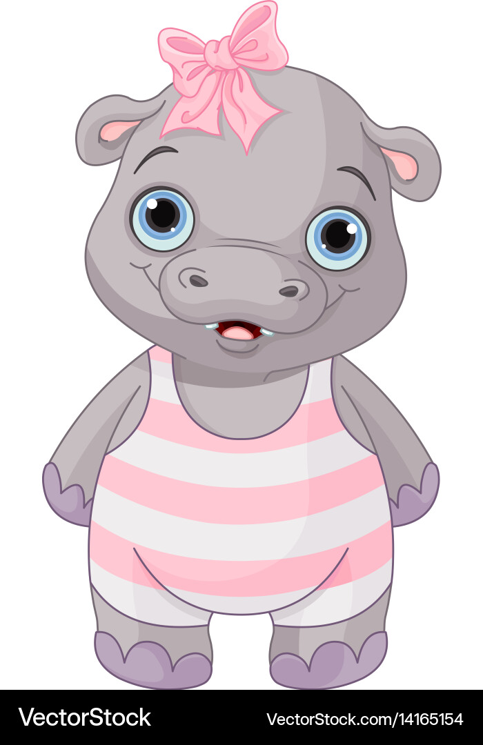 Cute baby hippo Royalty Free Vector Image - VectorStock