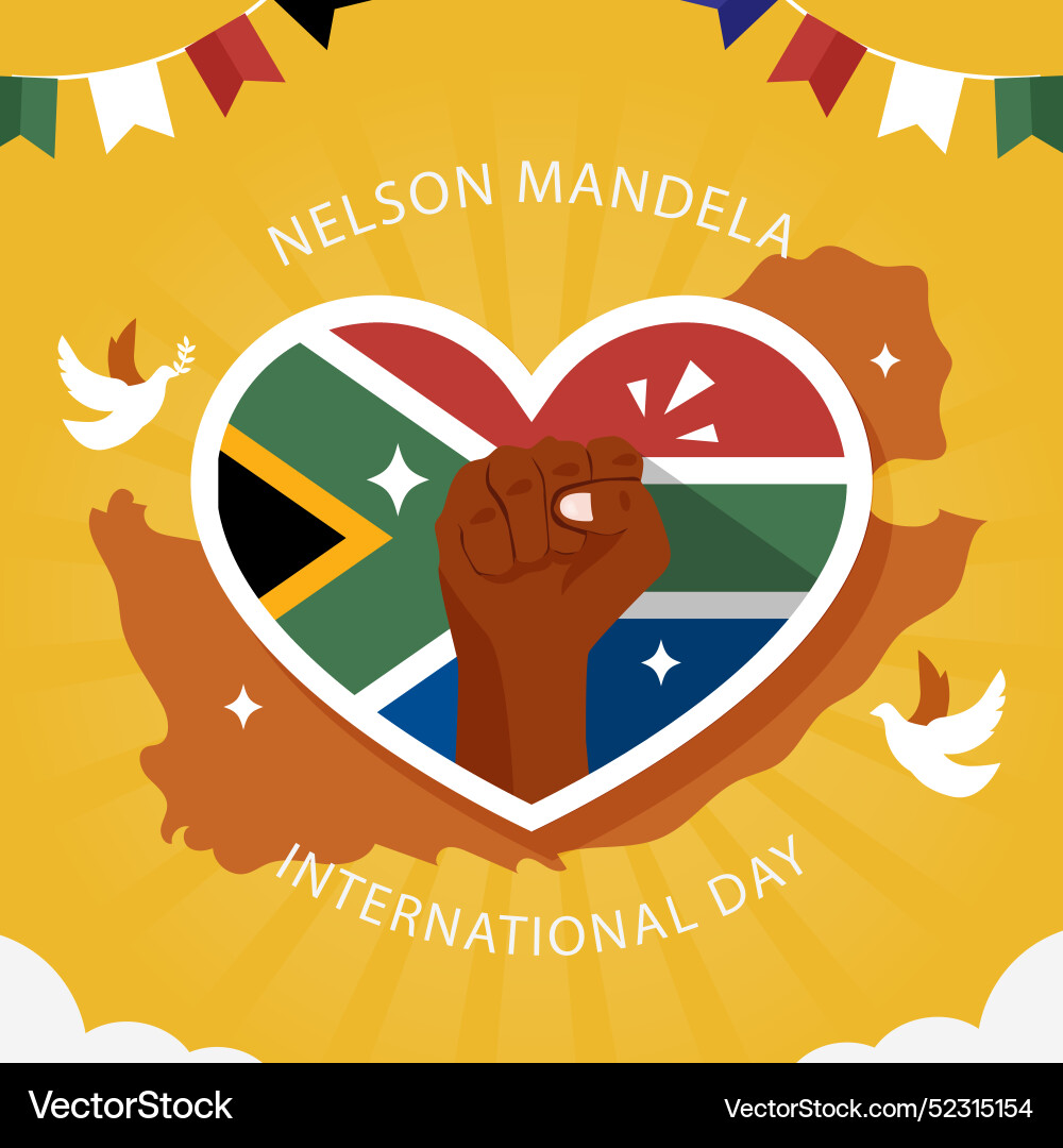 Flat nelson mandela international day Royalty Free Vector