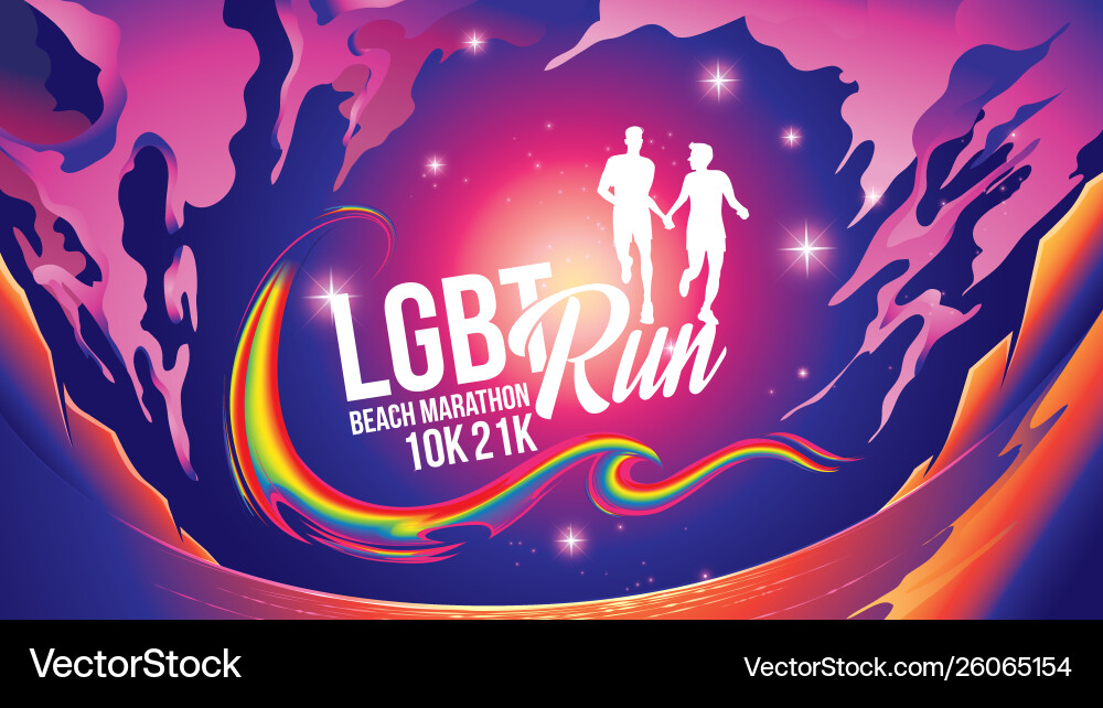 Lgbt marathon near beach theme Royalty Free Vector Image