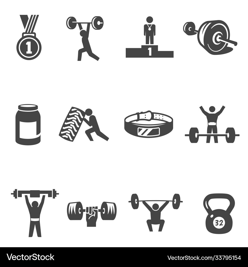 Weightlifting Icons Set Royalty Free Vector Image