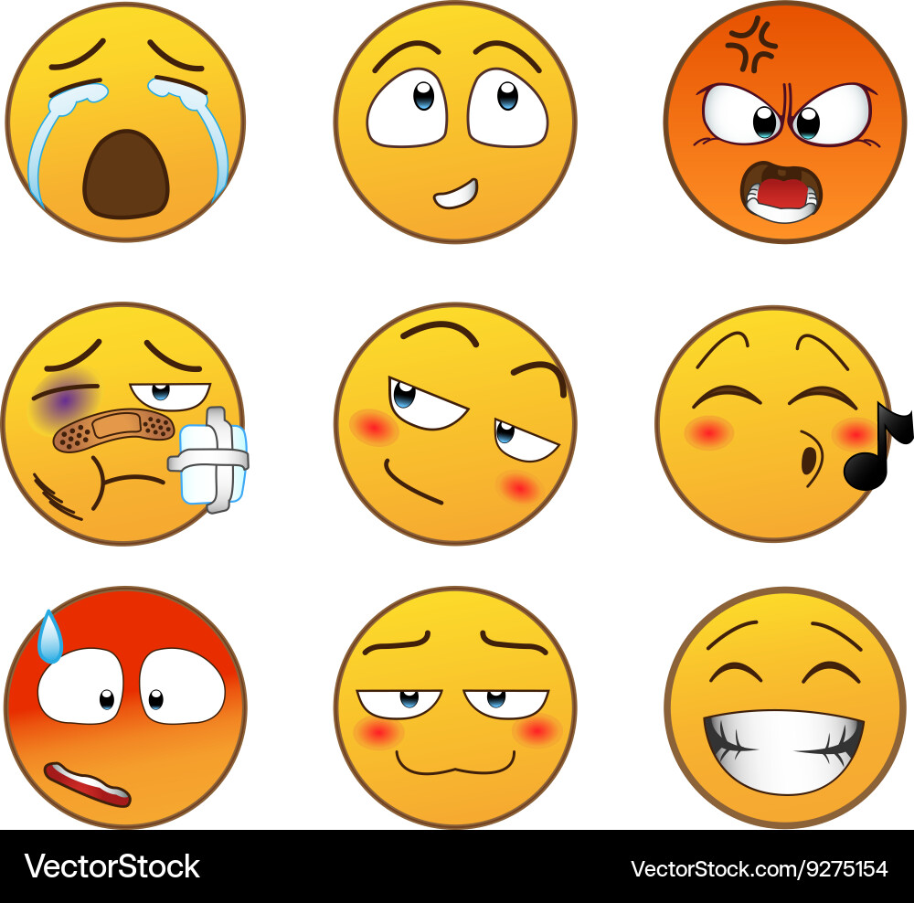 Yellow emotions set Royalty Free Vector Image - VectorStock