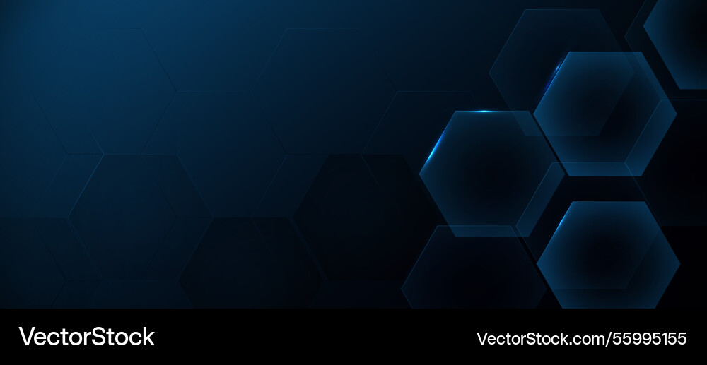 Dark futuristic hexagon background with blue glow Vector Image