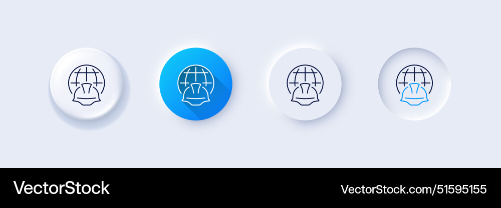 Global engineering line icon engineer Royalty Free Vector