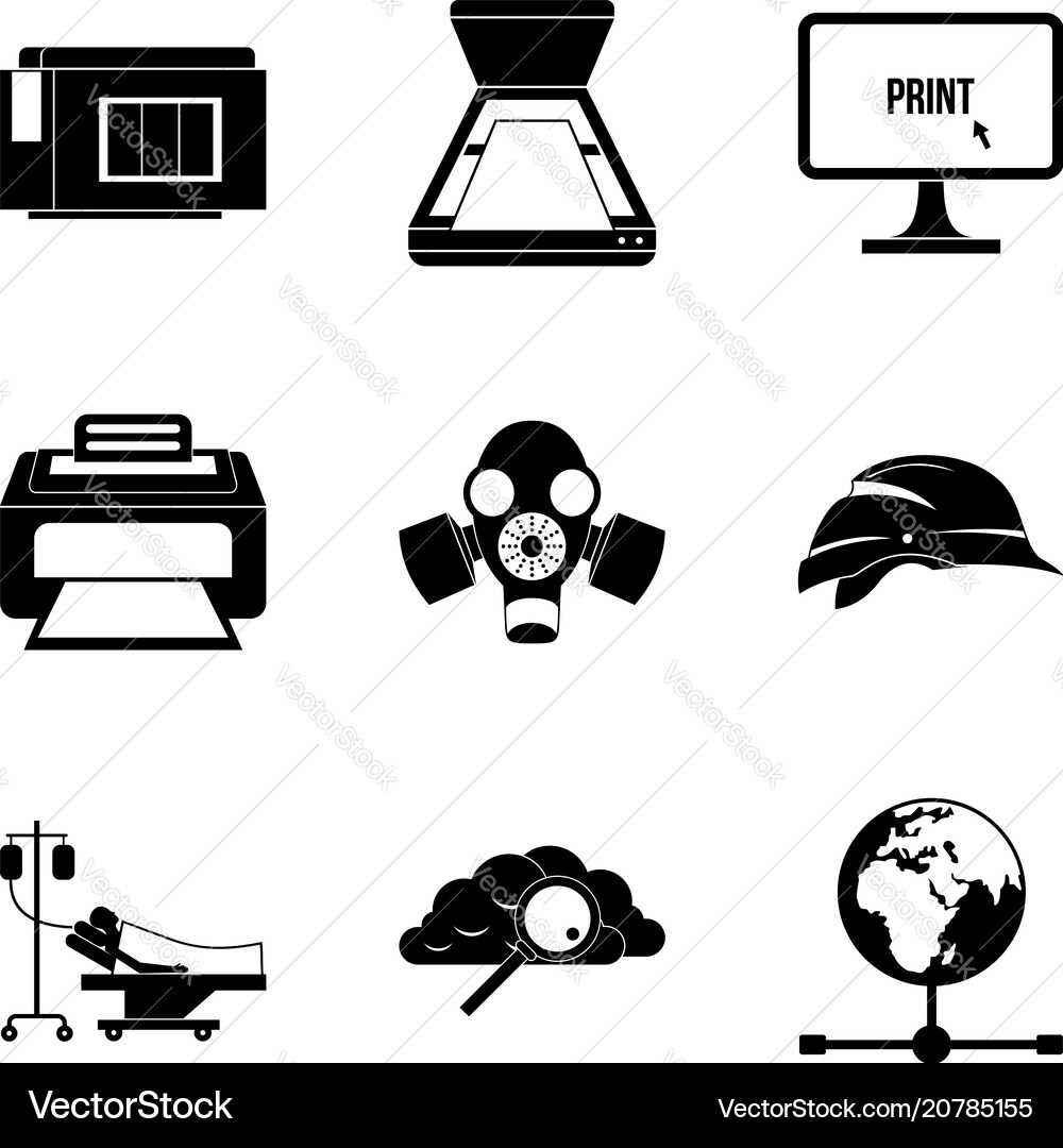 Graphomaniac icons set simple style Royalty Free Vector