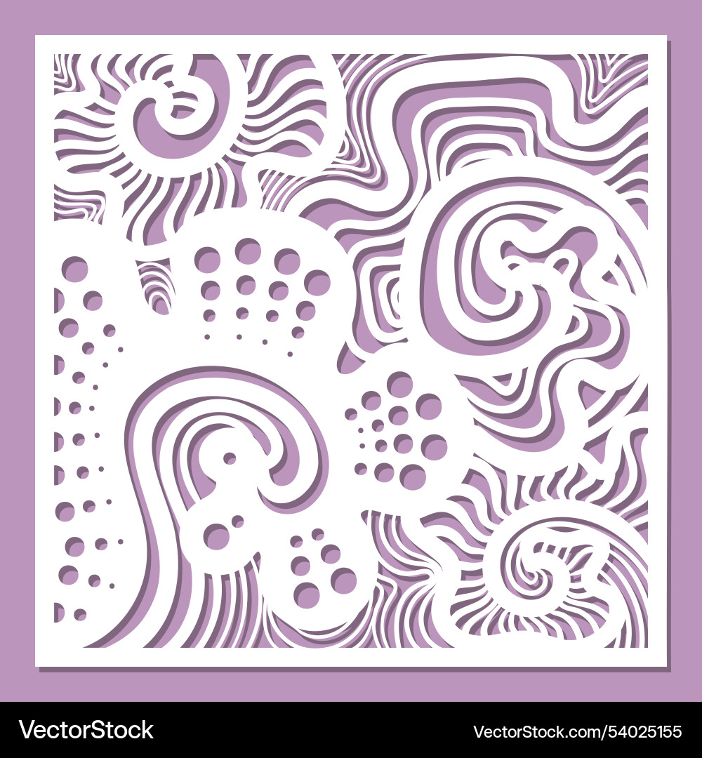 Laser cutting template beautiful abstract waves Vector Image
