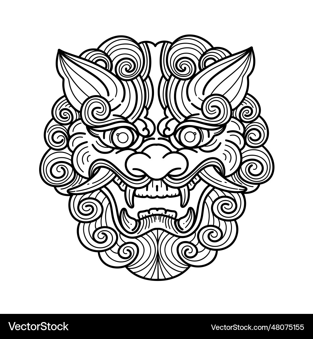 Lion head dragon tattoo designhand drawn Vector Image