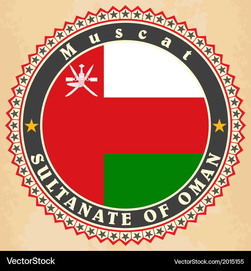 Oman Flag Label Cards Royalty Free Vector Image