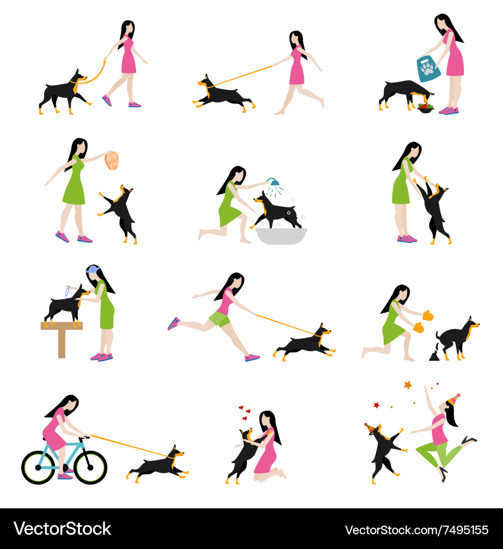 Professional dog walking Royalty Free Vector Image
