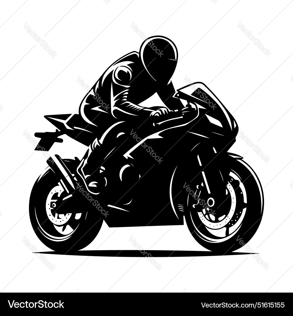 Rider riding a motorcycle silhouette Royalty Free Vector