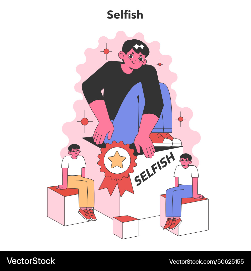 Selfishness concept flat Royalty Free Vector Image