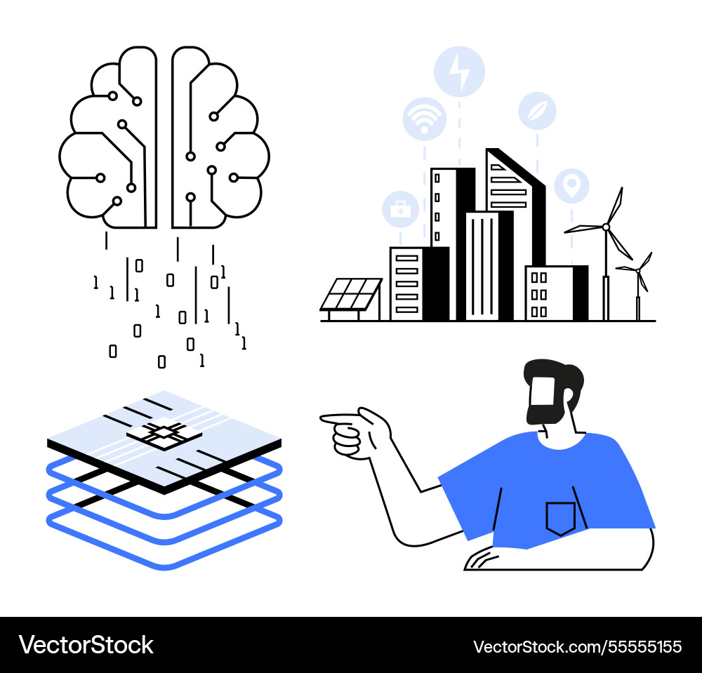 Smart cities artificial intelligence sustainable Vector Image