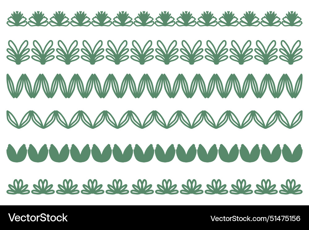 Decorative botanical border design set Royalty Free Vector