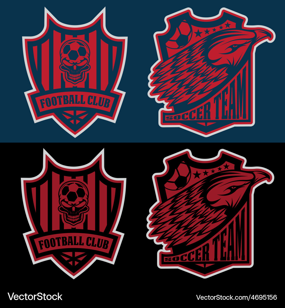 Football team crest set with eagle and skull Vector Image