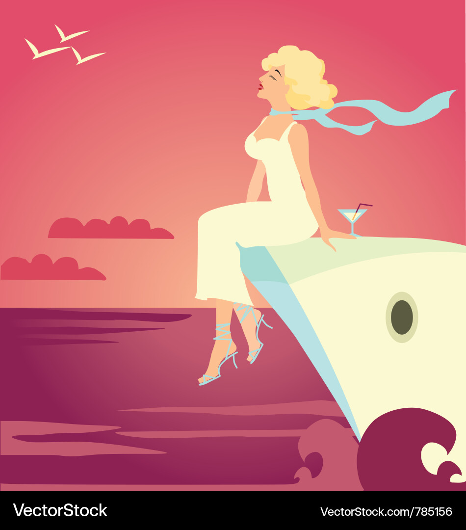 Girl on the cruise ship Royalty Free Vector Image