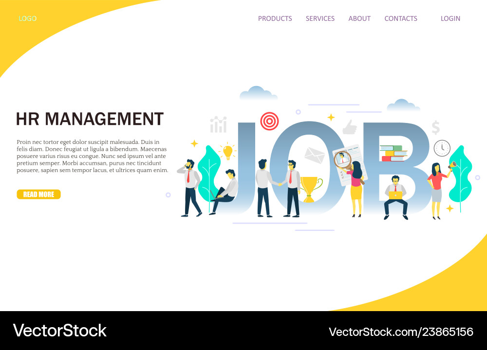 Hr management website landing page design Vector Image