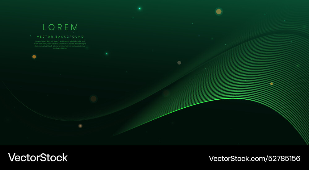 Luxury green background with curved glowing Vector Image