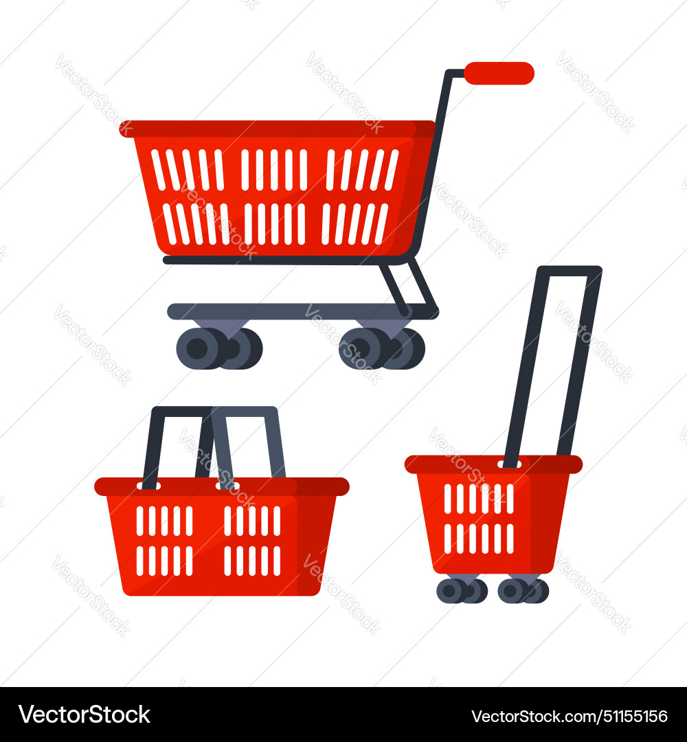 Plastic shopping cart on white background Vector Image