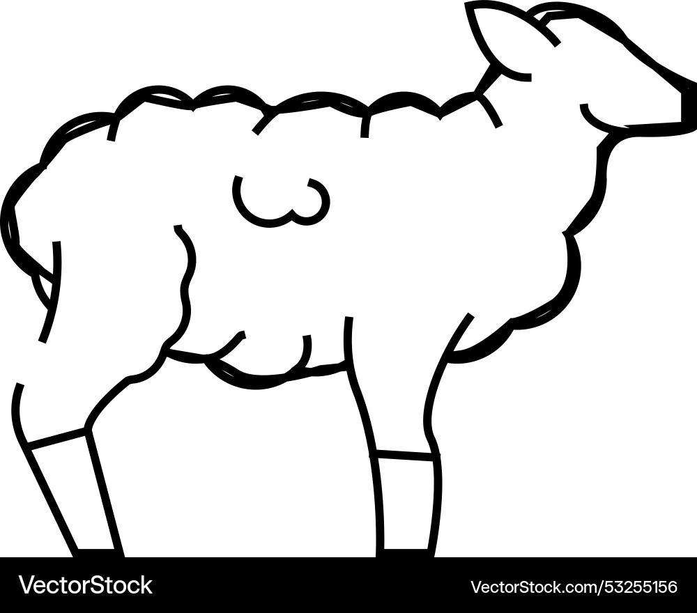 Sheep farm animal line icon Royalty Free Vector Image