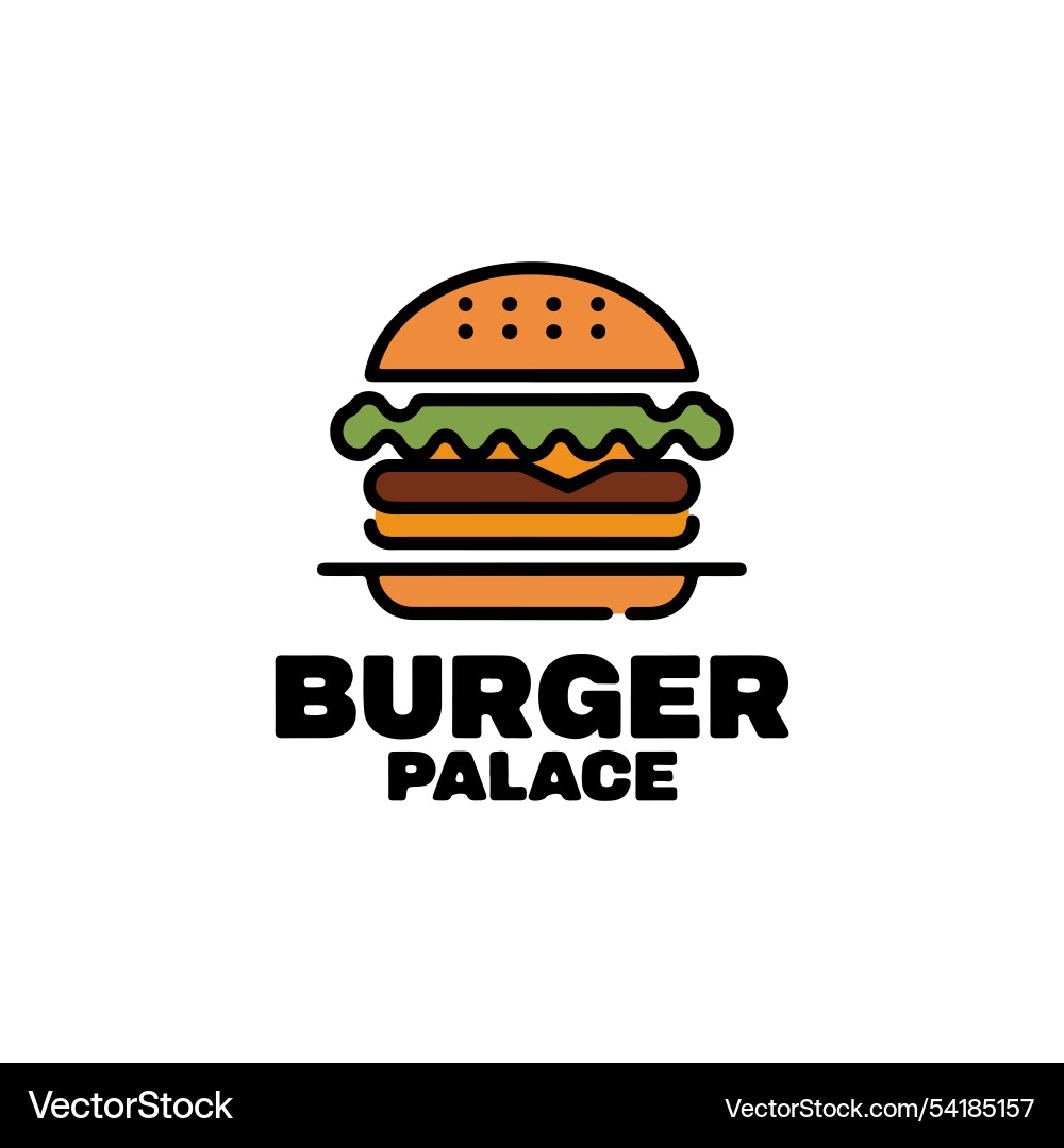 Burger place logo design and icon Royalty Free Vector Image