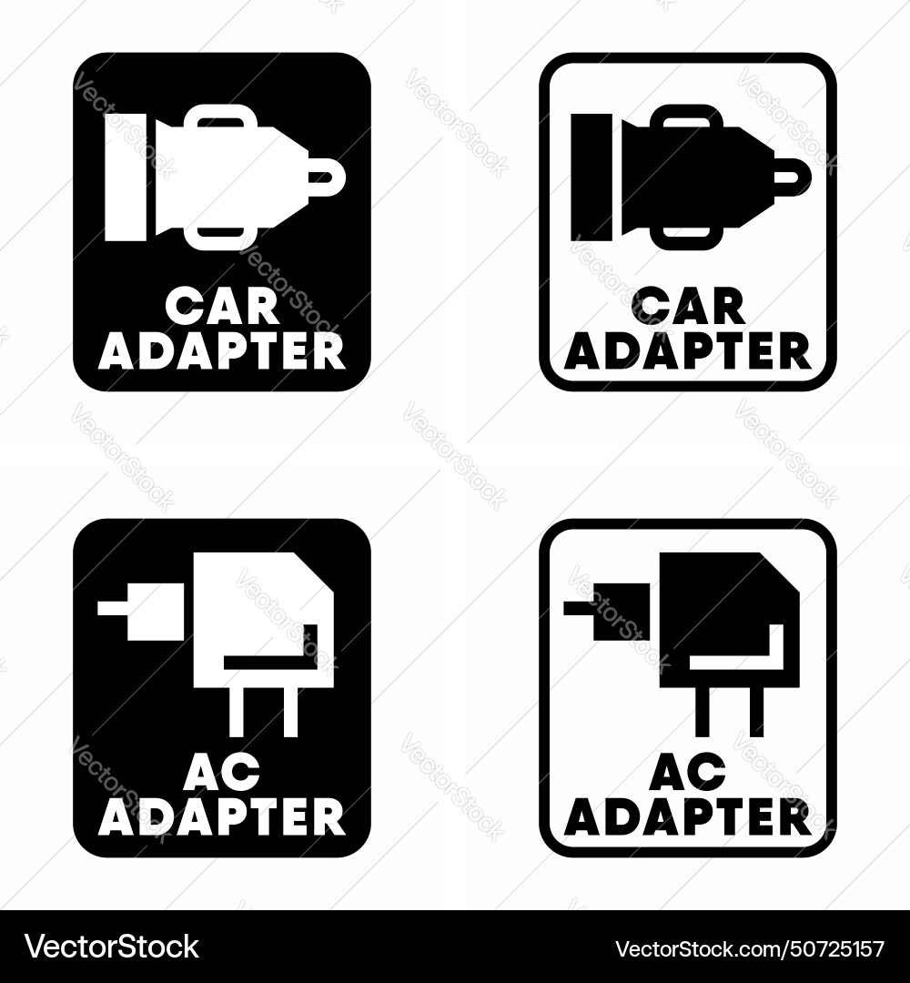 Car adapter ac information sign Royalty Free Vector Image