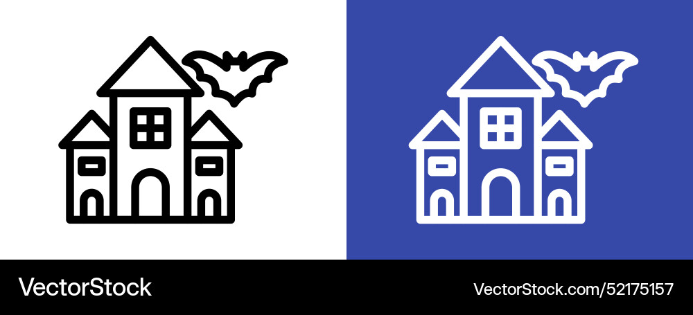 Haunted house logo sign set outline Royalty Free Vector