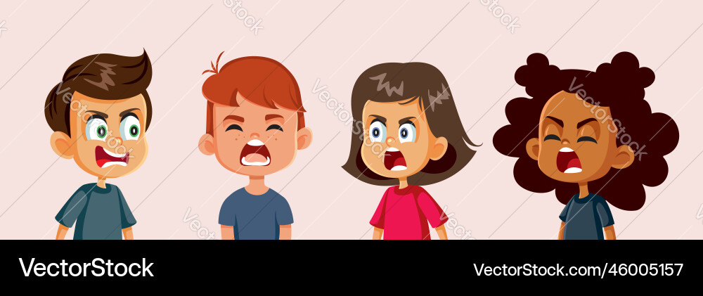 Kids fighting having an argument and bad Vector Image