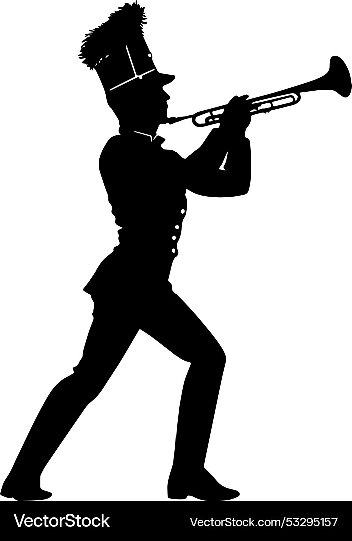 Marching band trumpet player silhouette Royalty Free Vector