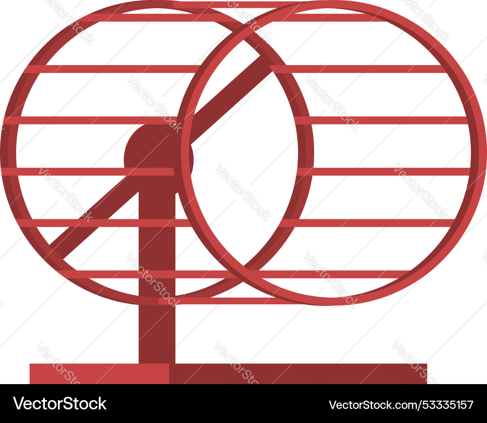 Red empty hamster wheel standing on a white Vector Image