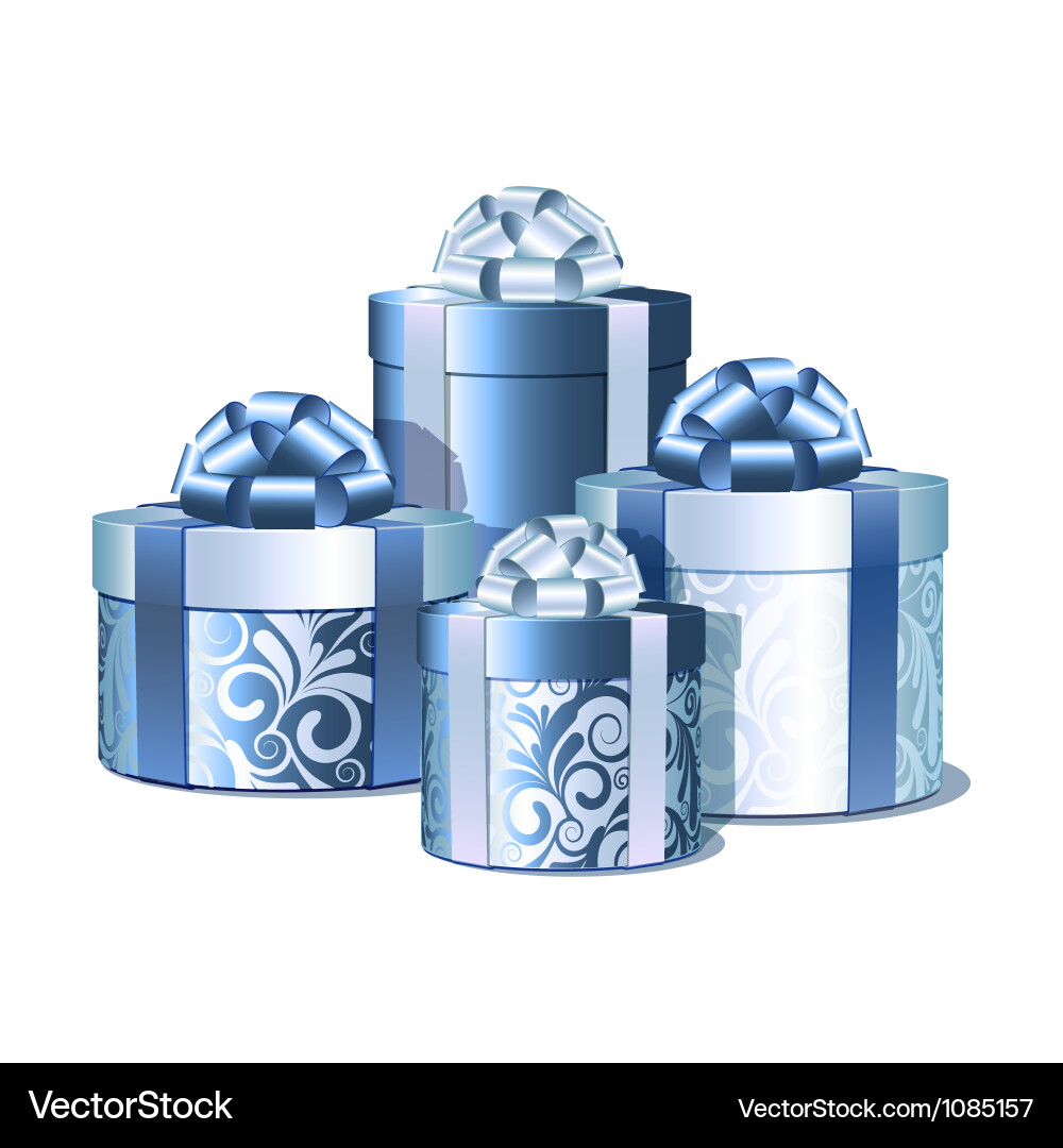 Silver and blue gift boxes Royalty Free Vector Image