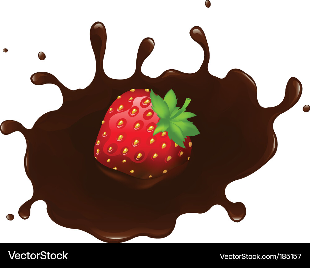 Strawberry in chocolate splash Royalty Free Vector Image