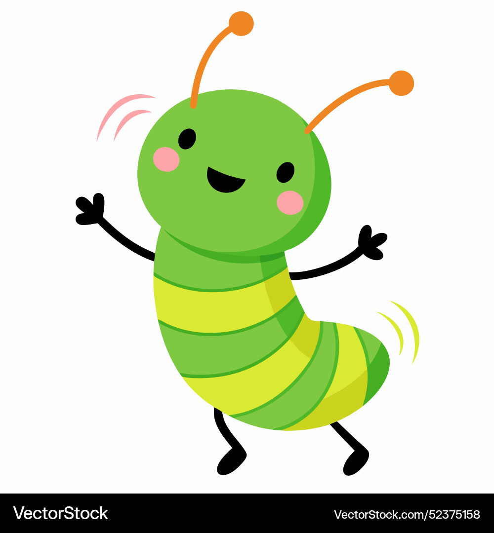 Caterpillar dancing kawaii Royalty Free Vector Image
