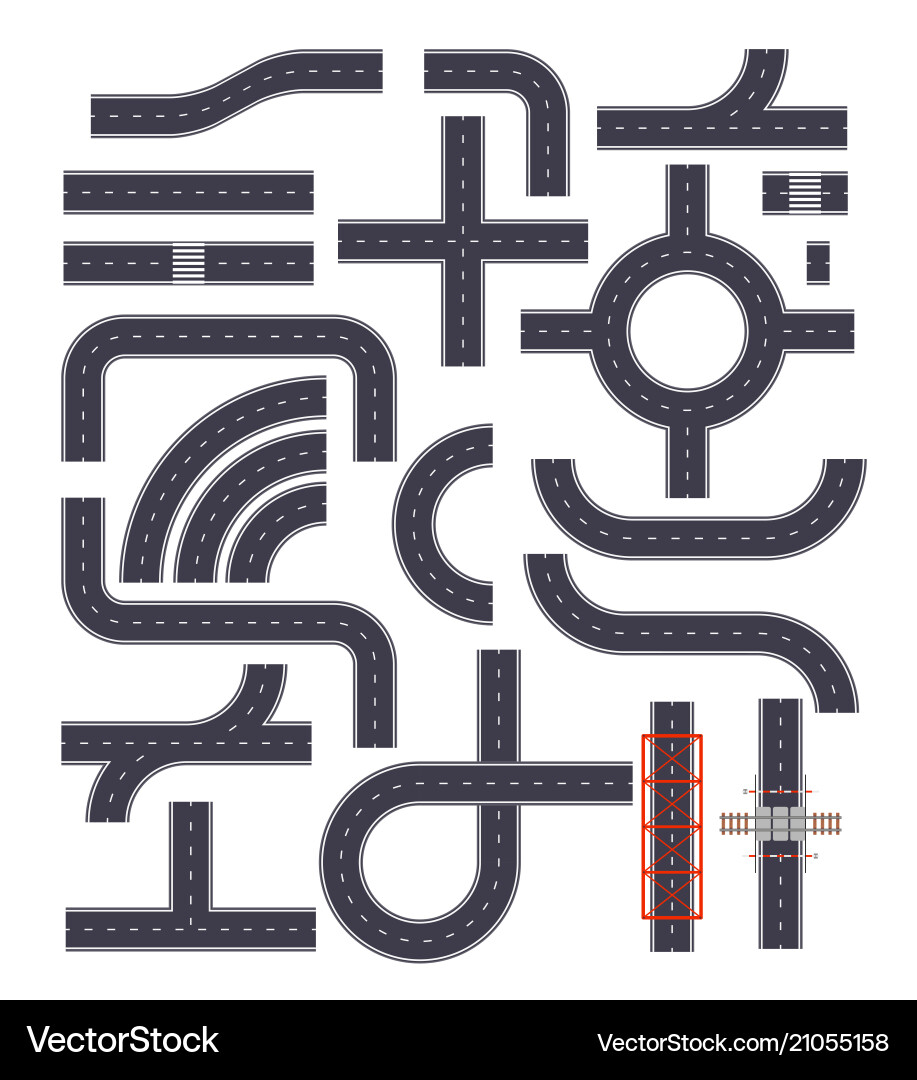 Collection of isolated connectable highway Vector Image