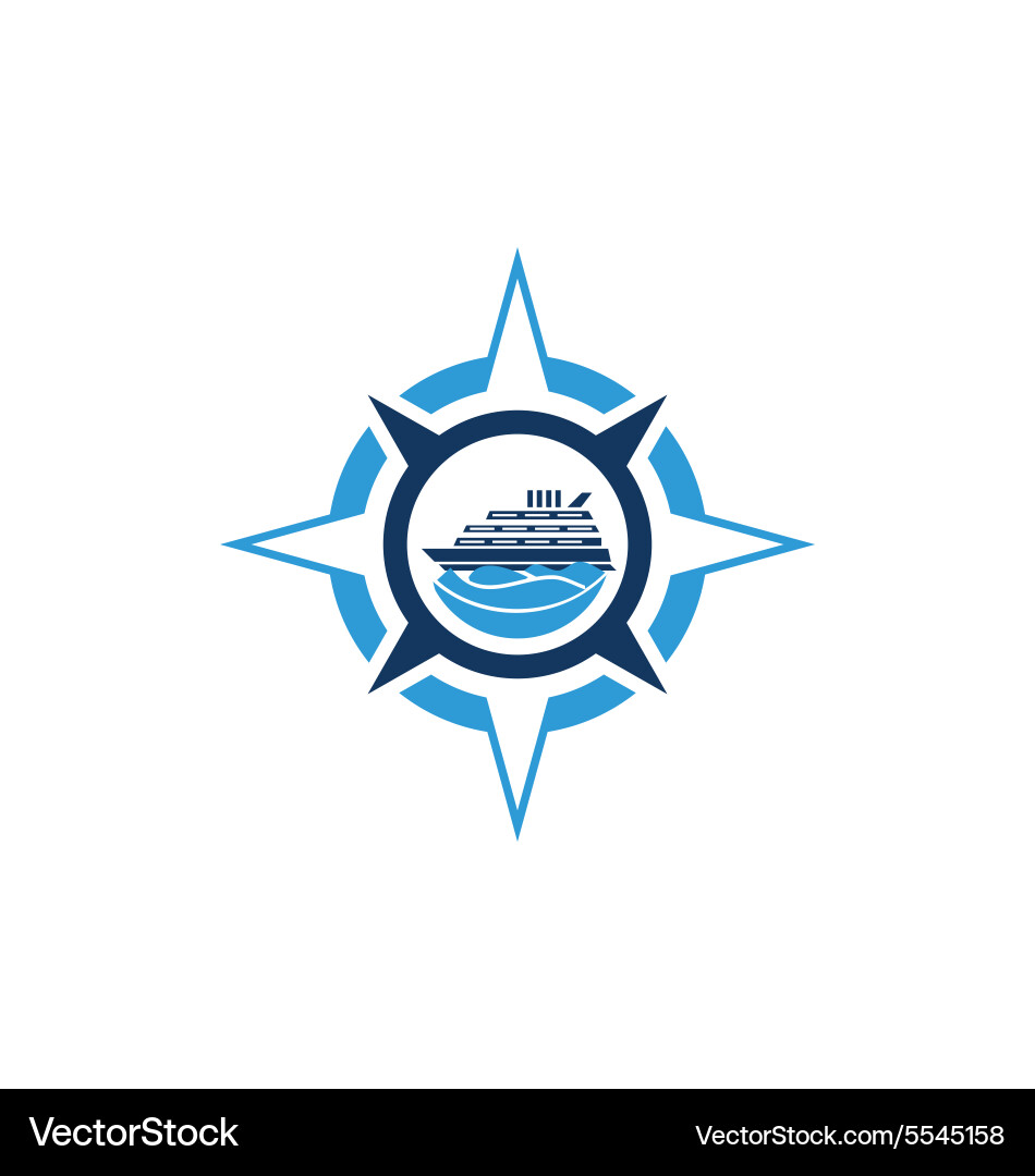 Compass star boat ocean logo Royalty Free Vector Image