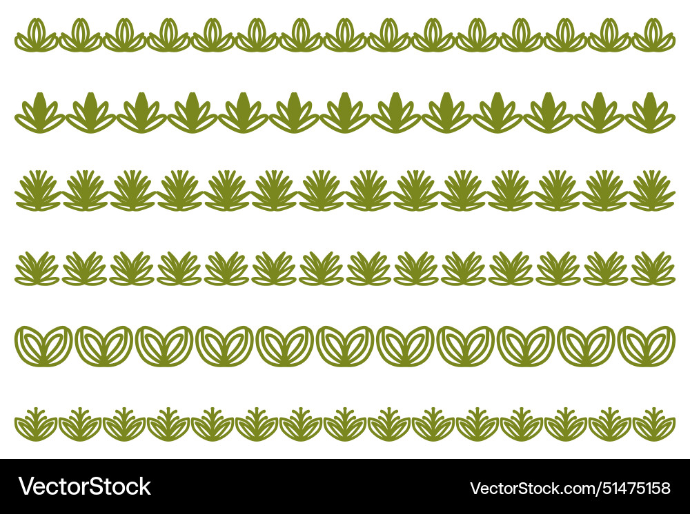 Decorative botanical border design set Royalty Free Vector